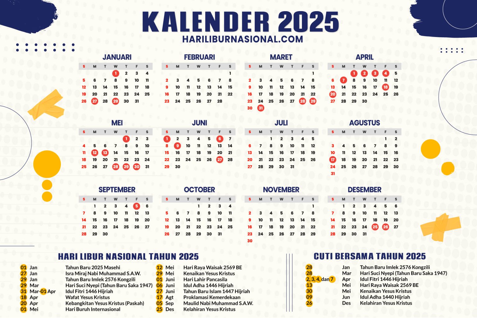 Kalender Hari Libur Nasional 2025 - Hari Libur Nasional