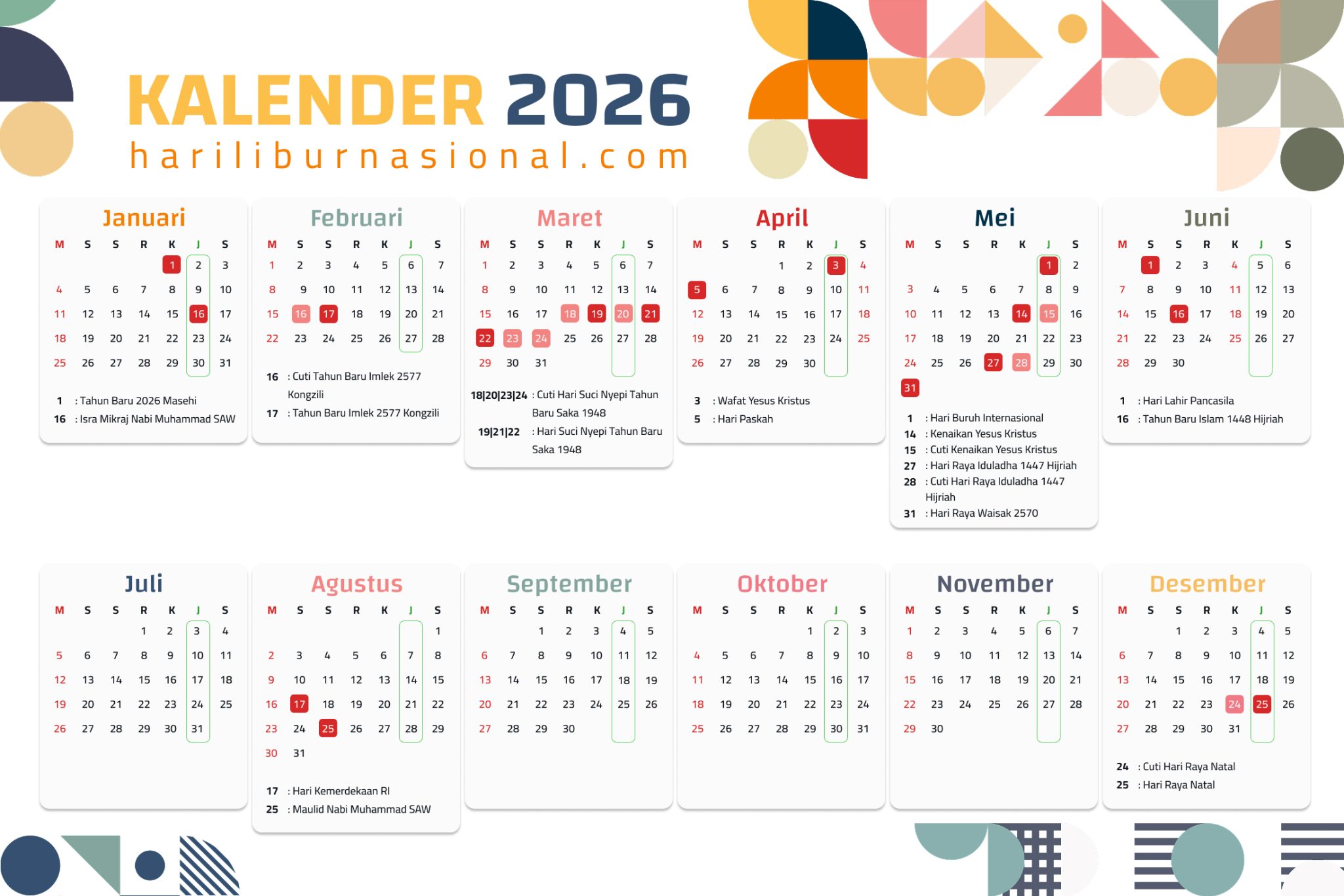 Kalender Hari Libur Nasional 2026 - Hari Libur Nasional